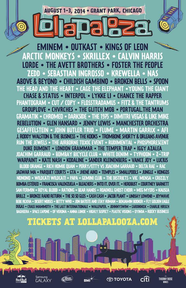 Lollapalooza Announces 2014 Lineup Including OutKast, Kings of Leon and ...