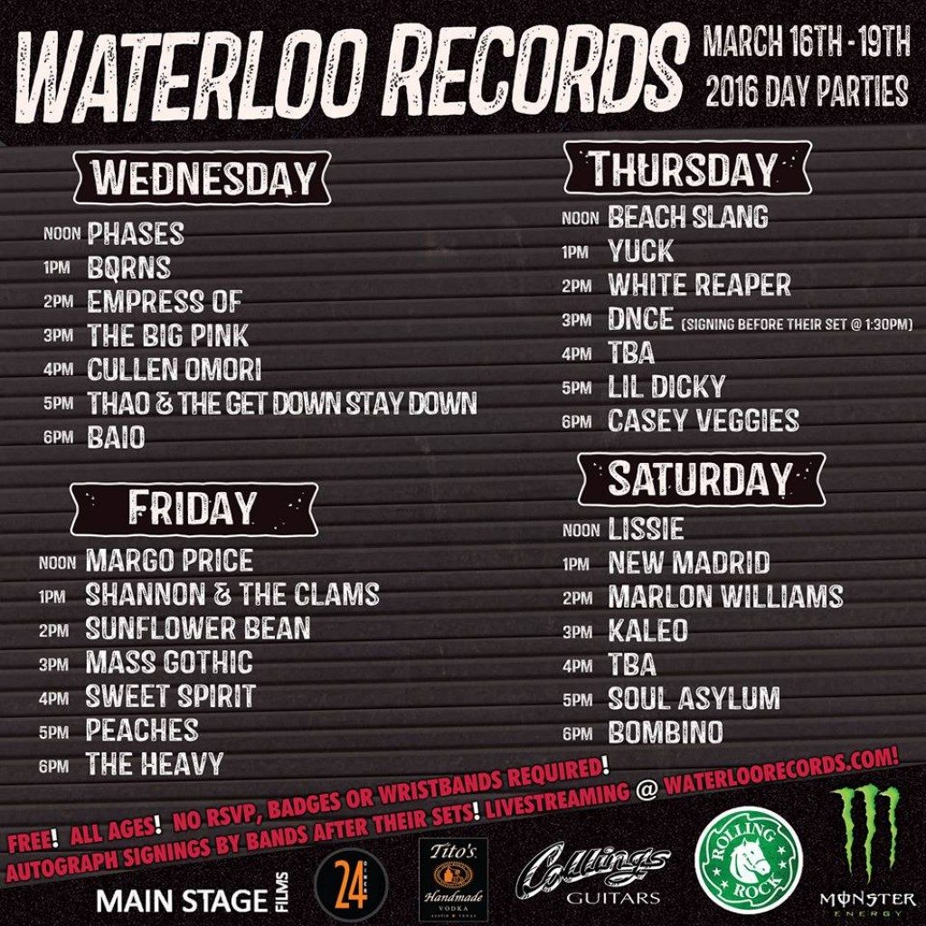 Waterloo Records SXSW 2016 Day Parties Announced ft. Kaleo - mxdwn Music
