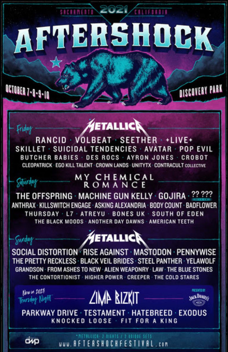 Aftershock Announces 2021 Lineup Featuring Metallica, My Chemical ...