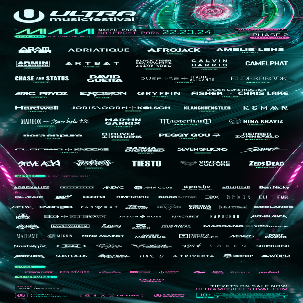 Ultra Music Festival Announces 2024 Lineup Featuring Tiesto, David Guetta, Martin Garrix & More ...