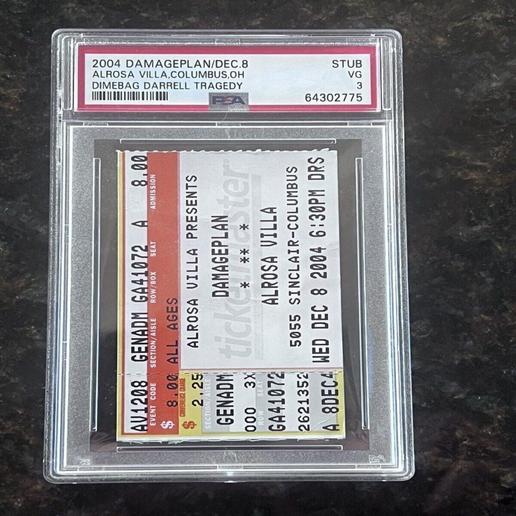 Ticket Stub From Dimebag Darrell’s Last Damageplan Show On Sale For ...