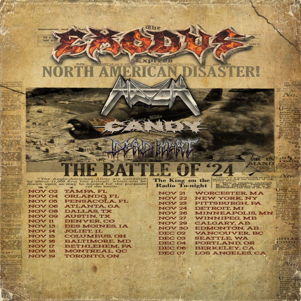 Exodus Announces Fall 2024 "The Battle Of '24" Tour Dates - mxdwn Music
