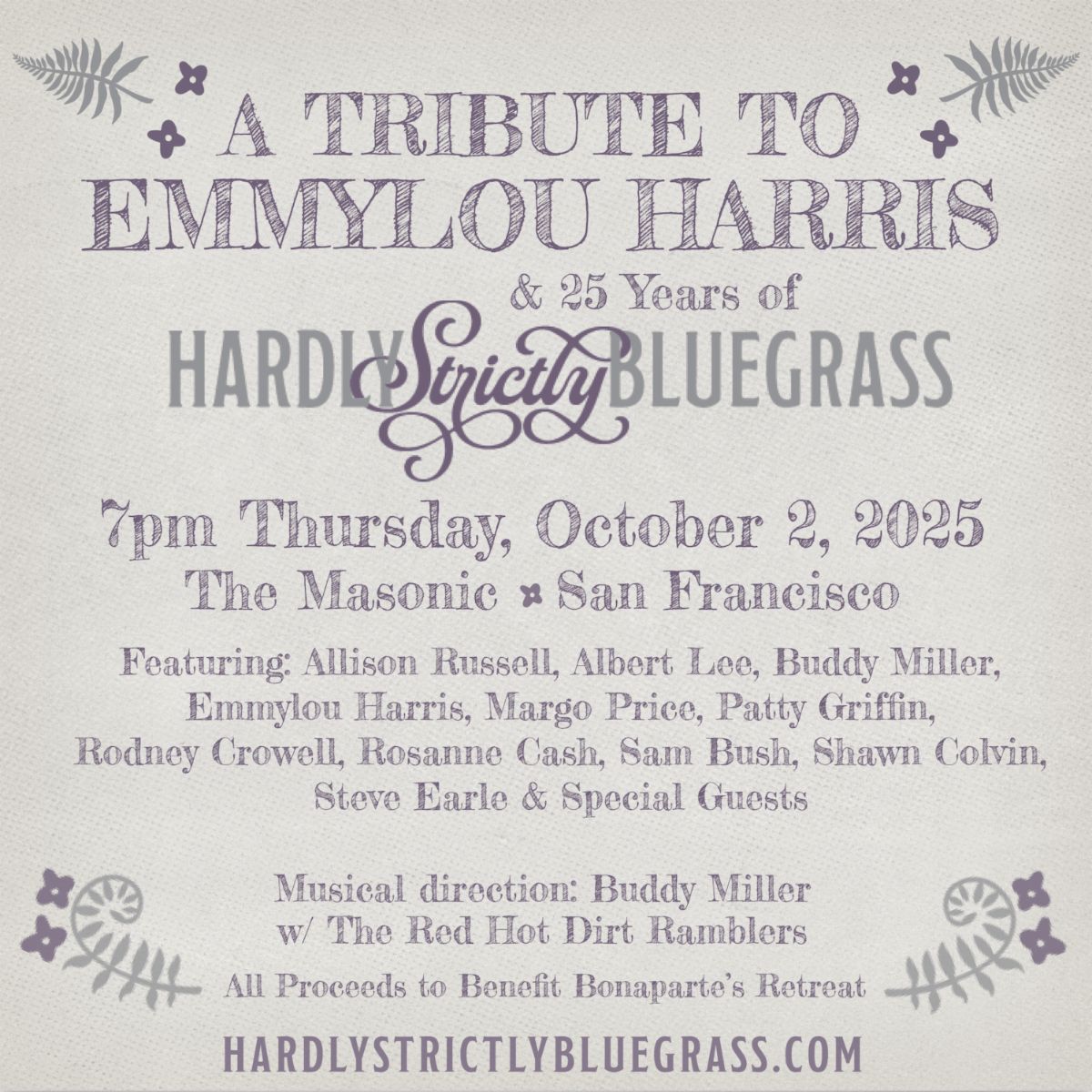 Hardly Strictly Bluegrass Announces 2025 Lineup Featuring Emmylou ...