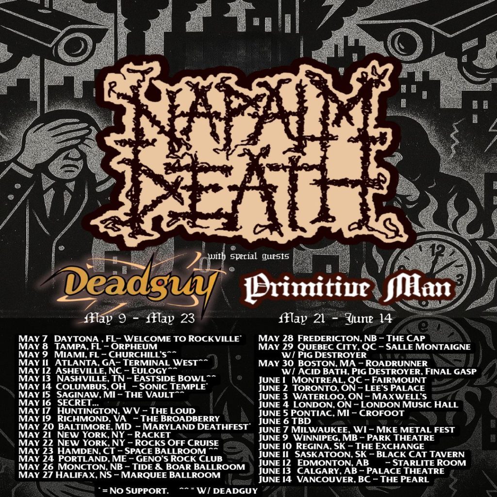 Napalm Death Announces Spring 2026 North American Tour Dates With ...