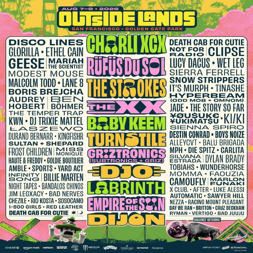 Outside Lands 2026 Lineup Announced Featuring Charli XCX, The Strokes ...